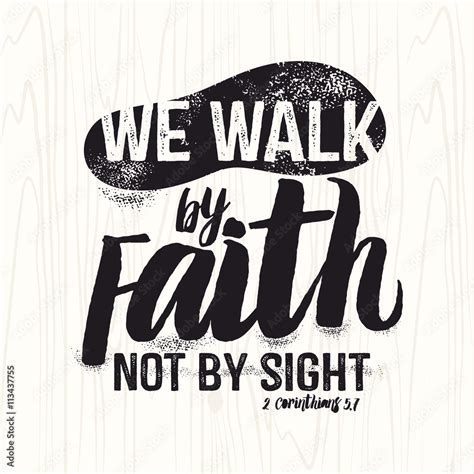 Biblical Illustration Christian Lettering We Walk By Faith Not By