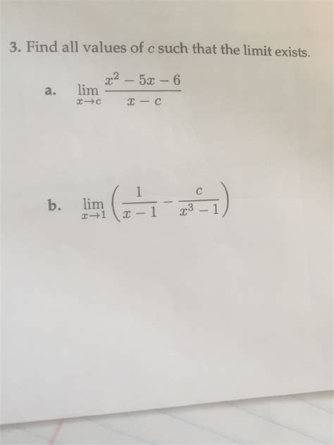 solved find all values of c such that the limits exists