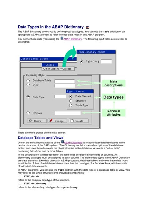 data types in the abap dictionary pdf data type databases