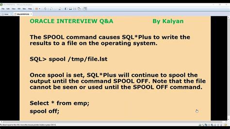 oracle interview question and answers oracle sql spool youtube