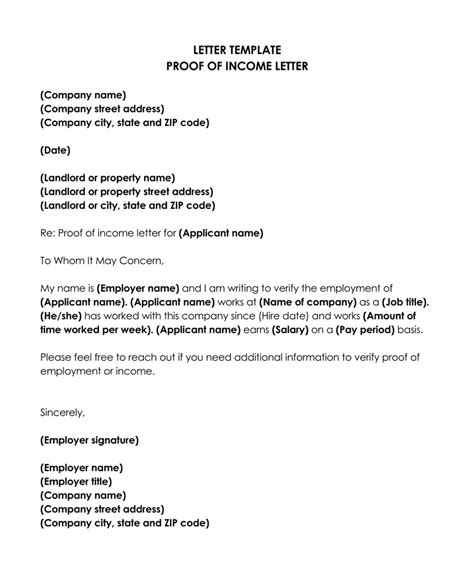 Proof Of Loss Of Income Letter Template Prntbl