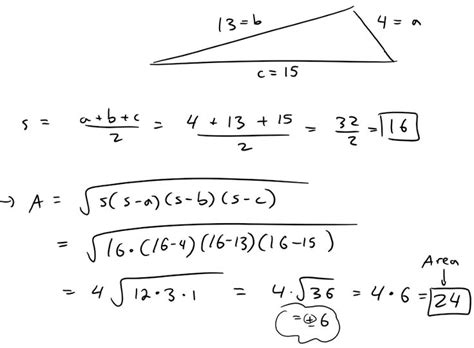heron s formula area of a triangle knowing lengths of 3 sides
