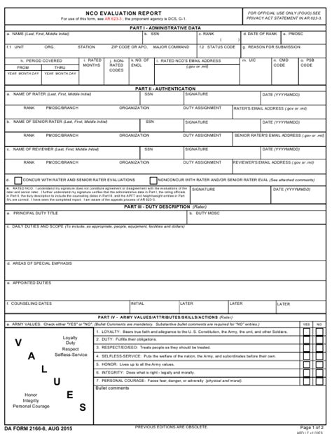 Fillable Ncoer Form 2166 8 Fillable Form 2024