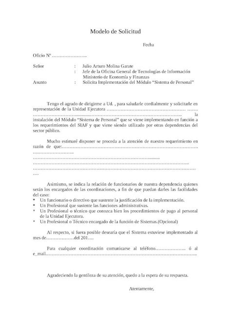 DOC Modelo de Solicitud Web viewFecha Oficio Nº Señor
