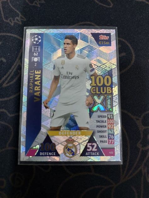 Raphael Varane 100 Club 2018 2019 Topps UEFA Champions League Match
