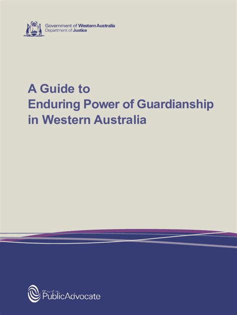 Fillable Online Publicadvocate Wa Gov A Guide To Enduring Power Of