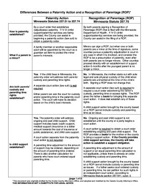Fillable Online Differences Between A Paternity Action And A