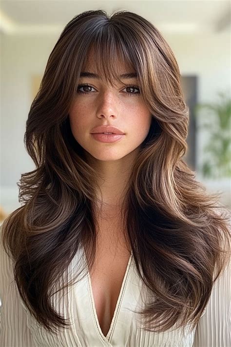 50 Layered Haircuts With Fringe For Long Hair Classic Layers With