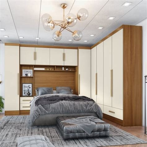 Quarto De Casal Completo 5 Peças 6 Portas 4 Gavetas Maleiro Smart
