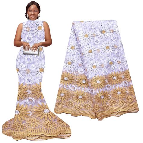 Buy African Lace Fabric 5 Yards 2022 Embroidery Nigerian Lace Fabric