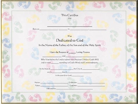 Simple Free Printable Baby Dedication Certificate Templates Free