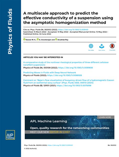 pdf a multiscale approach to predict the effective conductivity of a suspension using the