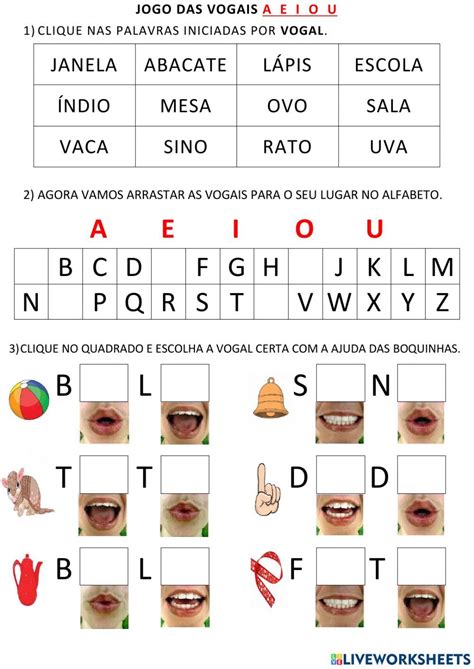 Ficha Online De As Vogais Para 1 Puedes Hacer Los Ejercicios Online O
