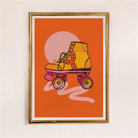 Retro Roller Skate Art Print By Freya Niamh Design Retro Roller