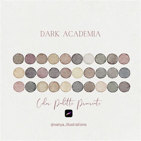 Dark Academia Procreate Color Palette Procreate Swatches Color