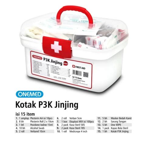 Kotak P3k Onemed Jinjing Isi 15 Item Kotak Obat P3k Onemed Lazada