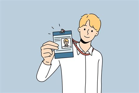 Businessman Present ID Card In Office Smiling Male Employee Showing