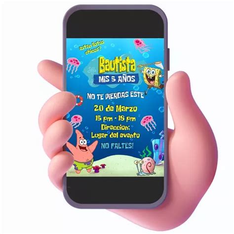 Invitaci N Digital Bob Esponja Meses Sin Inter S