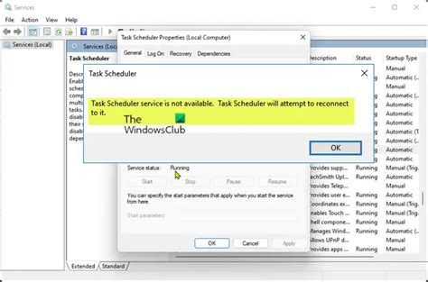 task scheduler service is not available error on windows 11 10