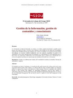 Gestión de la Información gestión de contenidos y gesti 243 n de