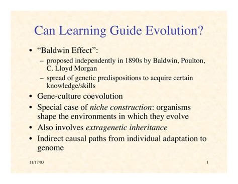 can learning guide evolution “baldwin effect”