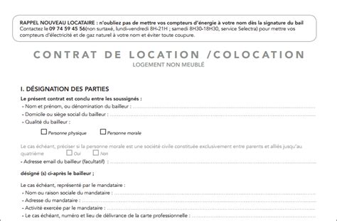 Contrat De Bail Pour Logement Non Meublé Bail Pdf tout Bail De