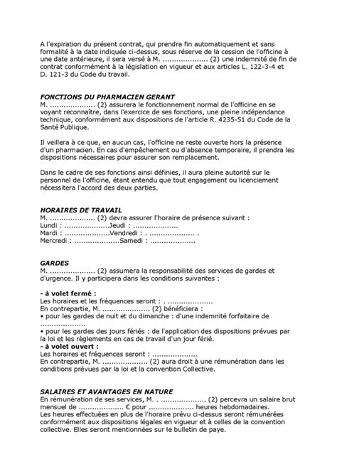 Modele de contrat de gérance d une officine le décès du titulaire