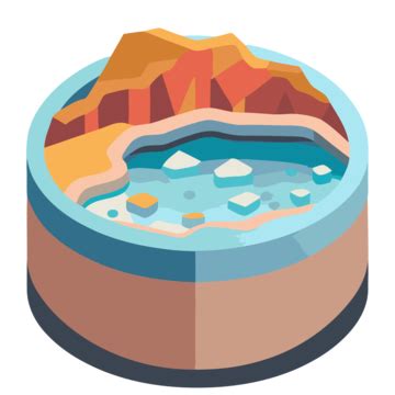 Un Icono Colorido Simplista De Aguas Termales Sobre Un Fondo Blanco PNG