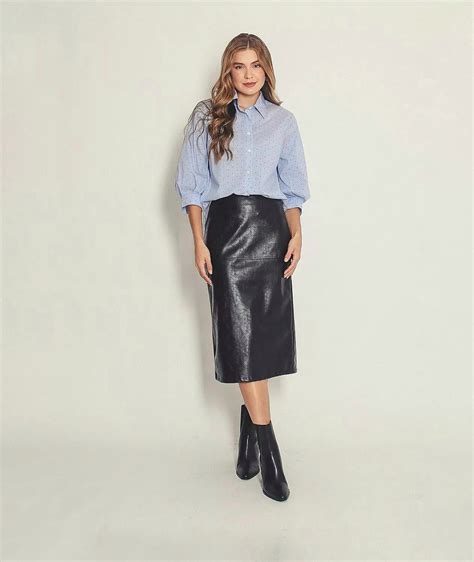 Saia Couro PU Rix Fashion Store Moda Feminina