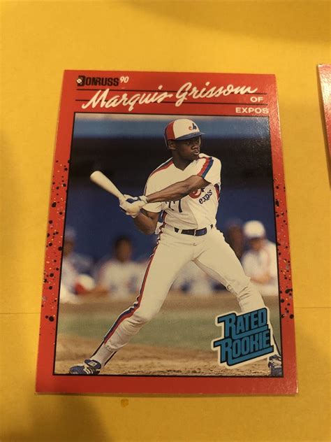 1990 Donruss 36 Marquis Grissom Baseball Card Rookie RC Montreal Expos