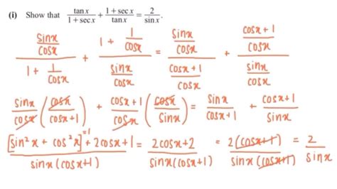 proving and solving trigonometry igcse addmath 0606 past paper questions youtube