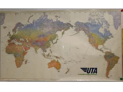 CARTE VINTAGE DU monde Planisphère UTA French Airline EUR 70 00