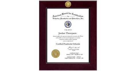 Vertical Century Gold Engraved Certificate Frame In Cordova American