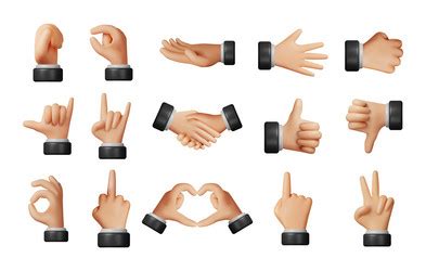 Hands Gestures Realistic Detailed Anatomic People Vector Image