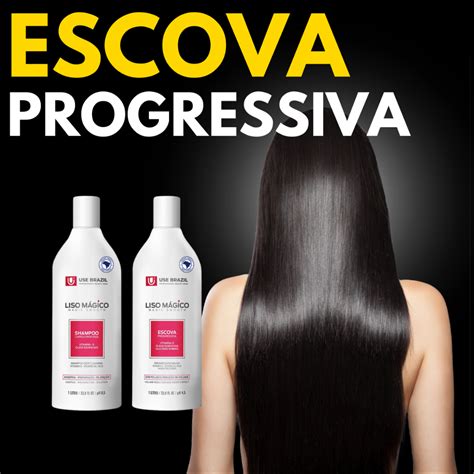 Escova Progressiva Liso Mágico Shampoo Gloss 1L Uso Profissional