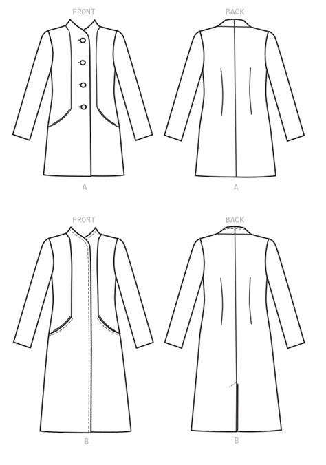 Kwik Sew 4225 Misses Princess Seam Jacket And Coat With High Collar