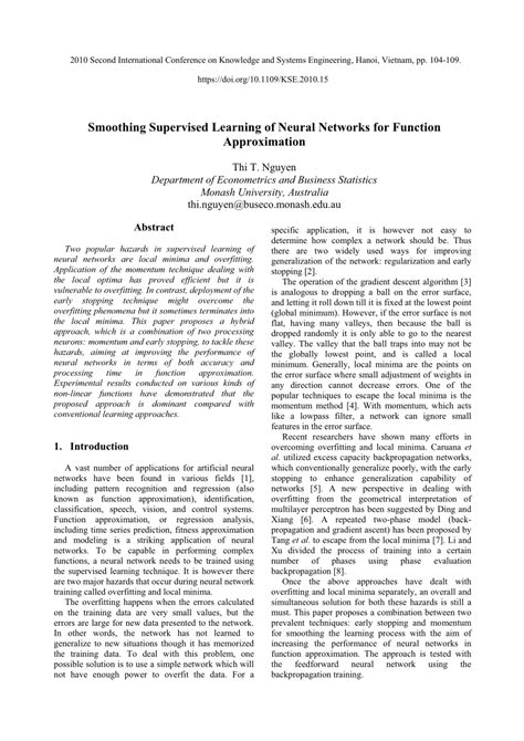 pdf smoothing supervised learning of neural networks for function approximation