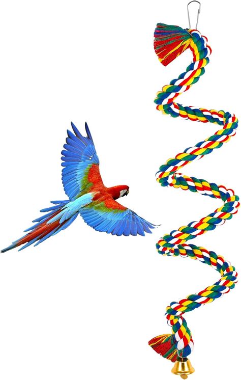 Ledoo Spiral Cotton Rope Bird Perch Parrot Budgie Rope Spiral Perch