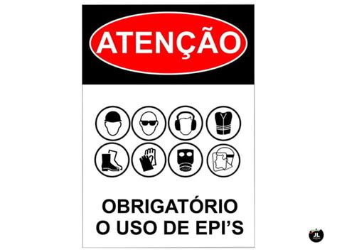 Placa Atenção Obrigatório o Uso de EPI S 21x14 8 cm Elo7