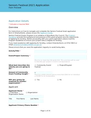 Fillable Online 2021 Seniors Week Grant Application Form Fax Email