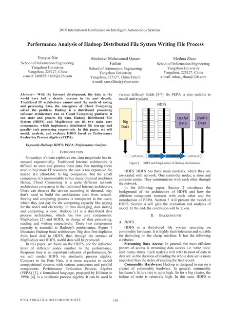 pdf performance analysis of hadoop distributed file system writing file process
