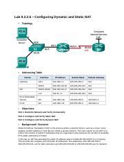 9 2 2 6 Lab Configuring Dynamic And Static NAT Numbered Docx Lab 9