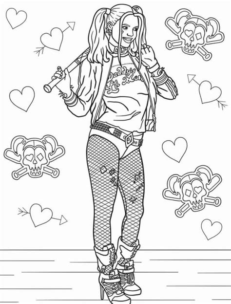 Coloriage Harley Quinn réaliste dessin gratuit à imprimer