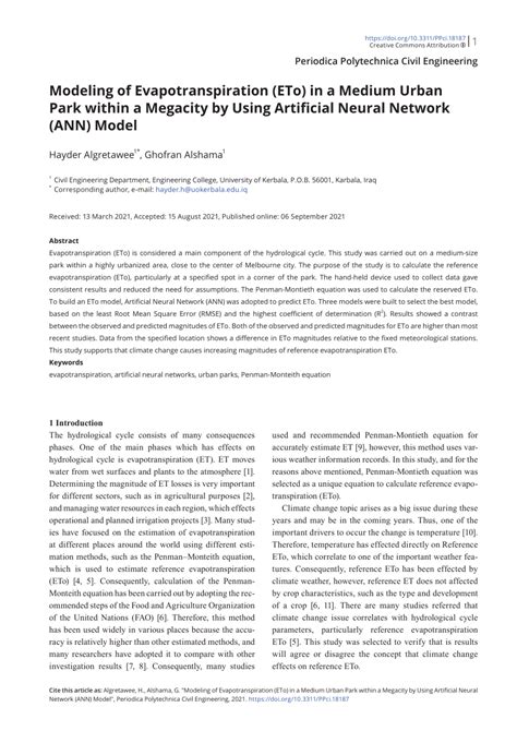 pdf modeling of evapotranspiration eto in a medium urban park within a megacity by using