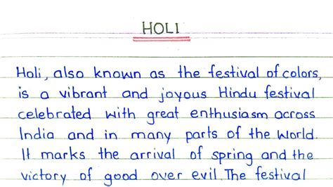 Write An Essay On Holi In English Writing Holi Essay Writing In