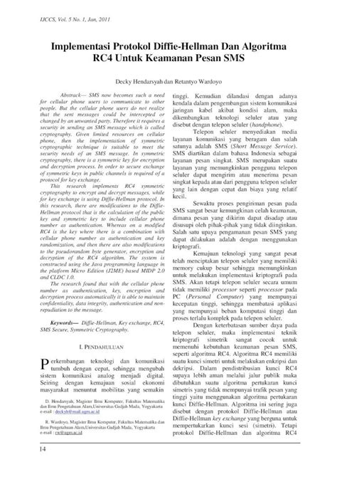 pdf implementasi protokol diffie hellman dan algoritma rc4 dalam makalah diffie dan hellman