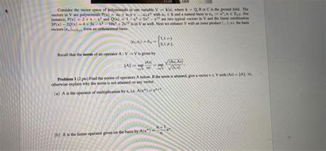 solved ia consider the vector space of polynomials in one