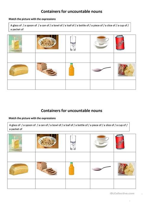 Countables Uncountables English ESL Worksheets For Distance Learning