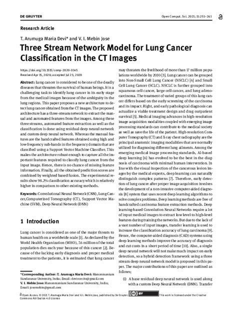 pdf three stream network model for lung cancer classification in the ct images ms t arumuga