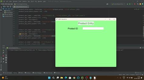 how to create product entry windows application and crud operation using tkinter python youtube